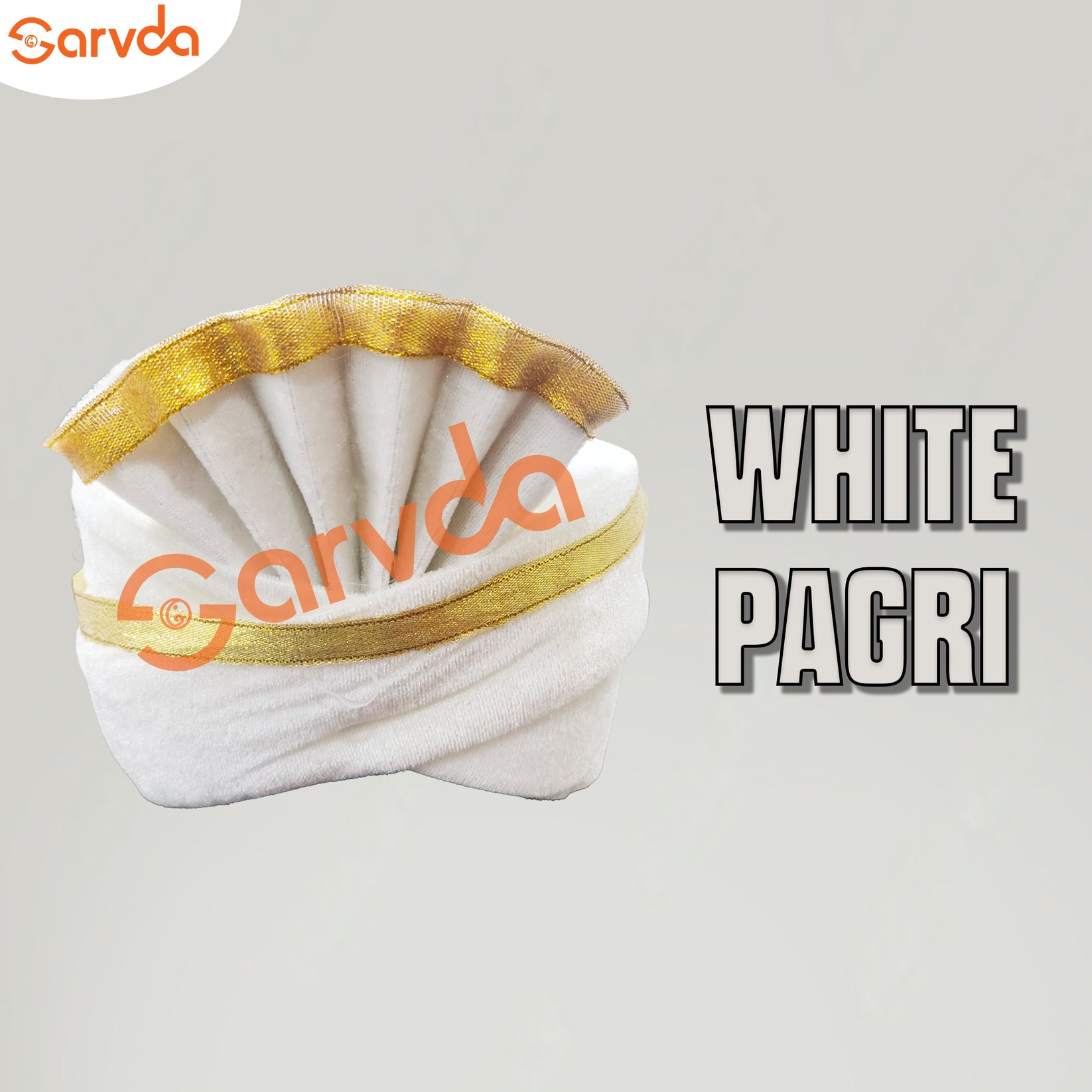 white safa/Pagri without lace - (Heavy shipping rate may be increase ...