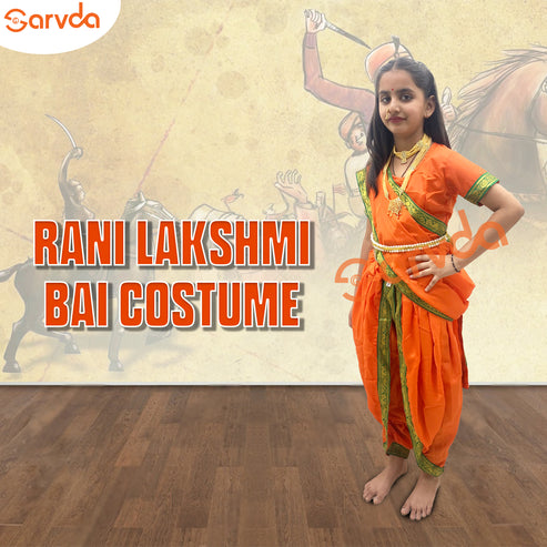 Marathi Saree / Rani Lakshmi Bai costume (Orange)- without accessories ...