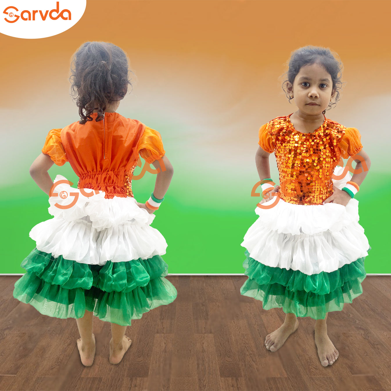 Tricolor / Tiranga Seqence frock Costume – Sarvda