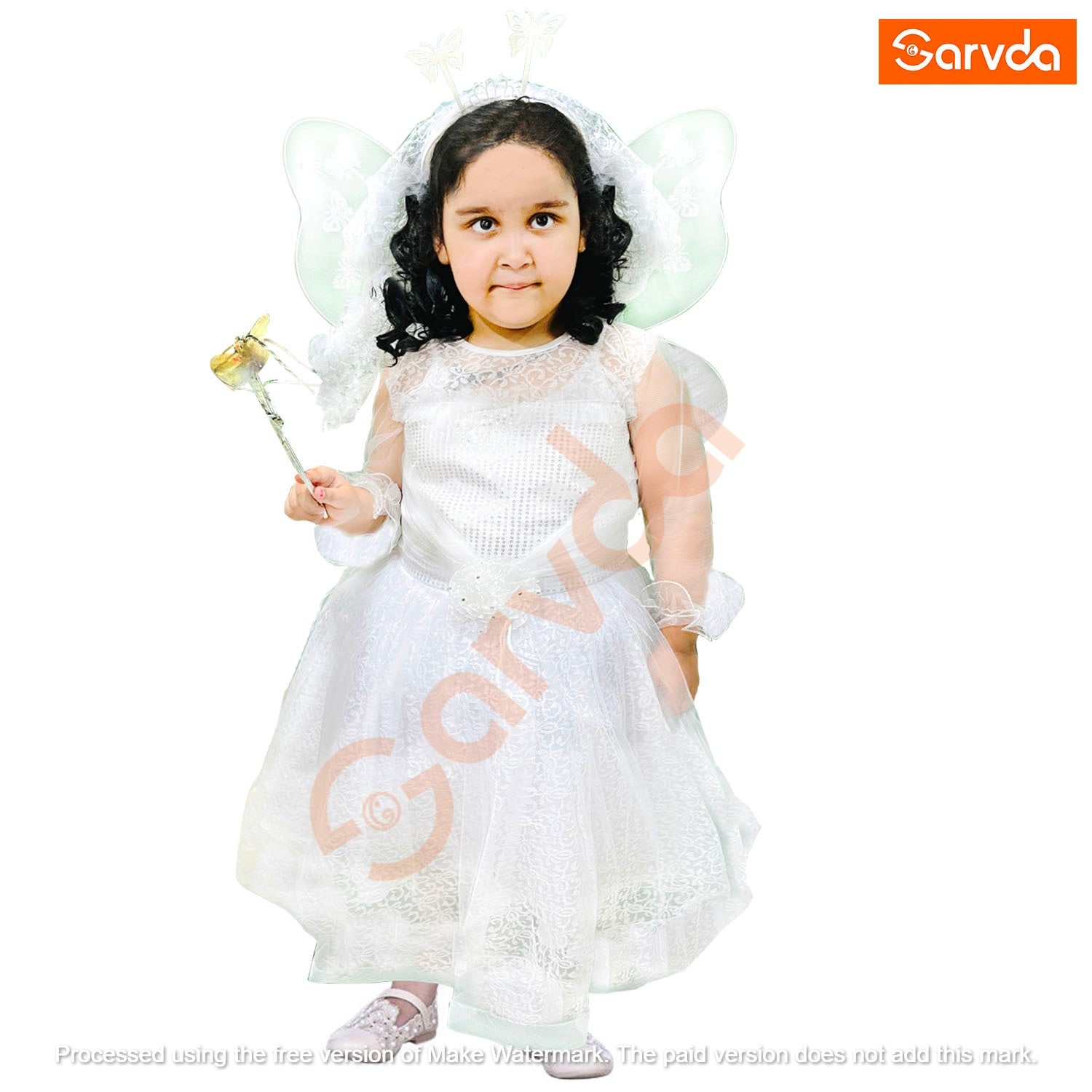 Fairy / Pari Frock dress with wings, hairband, fairy stick - White – Sarvda